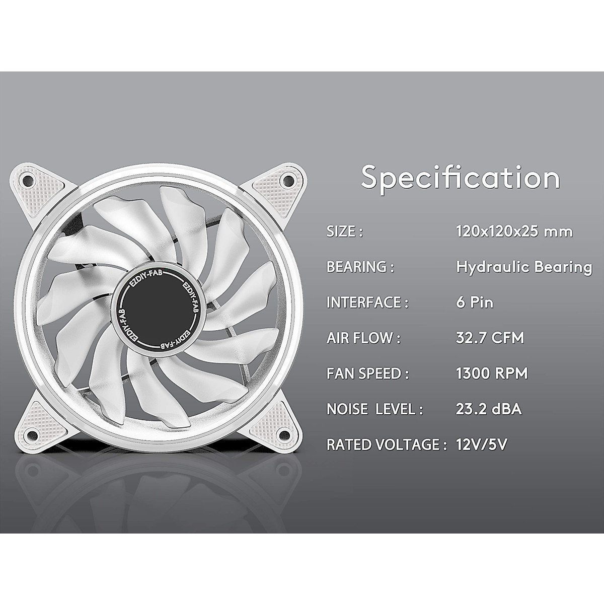 EZDIY-FAB White Moonlight 120mm RGB Case Fan with Fan Hub X and Remote,Motherboard Aura SYNC,Speed Control, ARGB Fan for PC , Desktop Case-6 Pack