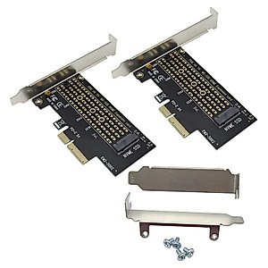 2x M.2 NVMe drive to a PCI-e 3.0 port for M key NVMe drives with PCIe support only Fits a PCIe x4, x8, or x16 slot