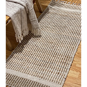 Chardin home Jute Rugs Collection- 2x5 Feet Jute Boucle Rug, Long, Boho, Rustic, Natural Jute/Sand Color, Hand Braided Runner Rug for Bedroom, Living Room, Kitchen and hallways