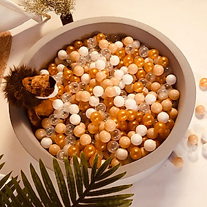 Realhaha Ball Pit Balls 100 Play Balls Plastic Balls for Baby Girls Toddlers Kids Play Tent Pool Playhouse Playpen Party Decoration, Gold Milktea White