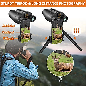 Binoculars 25x30 for Adults with Universal Phone Adapter, Tripod and Tripod Adapter,Large Eyepiece Easy Focus Compact and Waterproof Binoculars for Bird Watching,Hiking and Travel