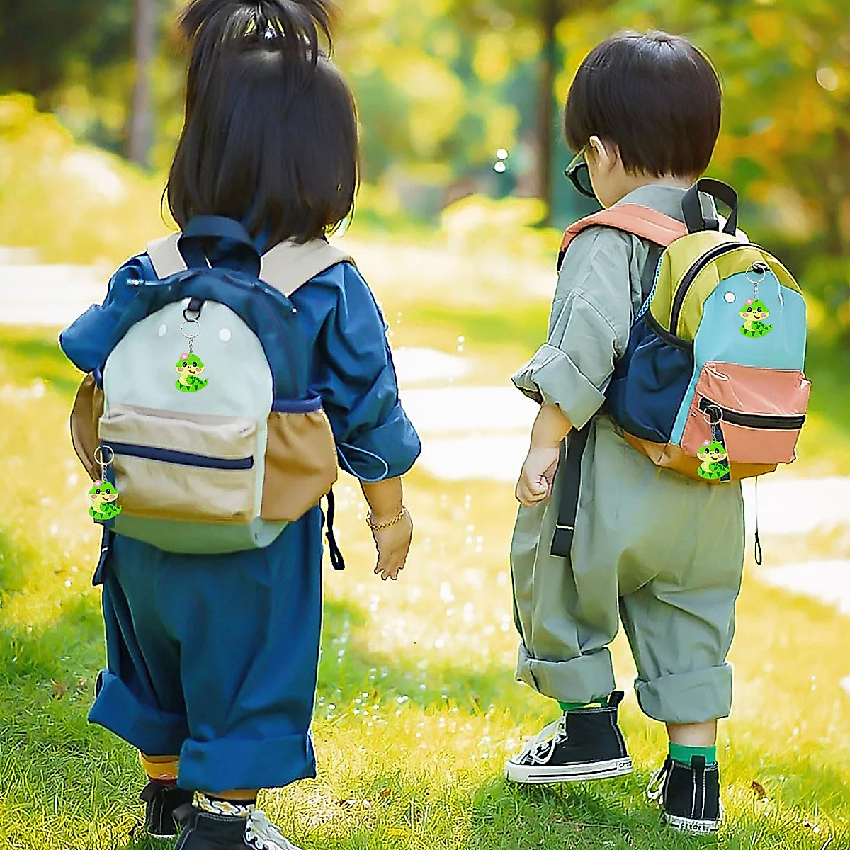 Elecrainbow 60 Pack Snake Party Favors Include 20 Snake Keychains, 20 Thank You Tags, 20 Gift Bags for Safari Party, Jungle Baby Shower, Animal Themed Kids Birthday, Wild ONE First Birthday