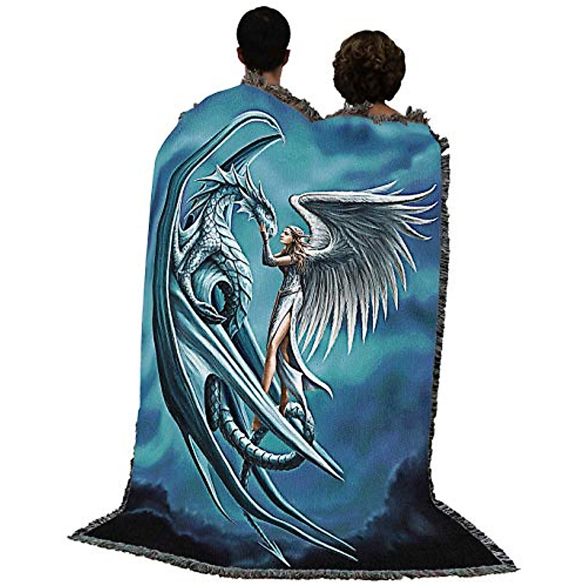 Pure Country Weavers Silverback Dragon with Angel Blanket by Anne Stokes Age of Dragons Collection - Gift Fantasy Tapestry Throw Woven from Cotton - Made in The USA (72x54)