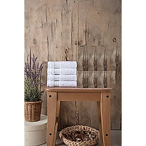 LA' HAMMAM FINE Living 4 Pieces Pack 13×13 inches Cotton Made Luxury Washcloths for Face, Bathroom, Hotel, Gym & Spa | Soft Feel Fingertip, Quick Dry and Highly Absorbent Turkish Towels – White