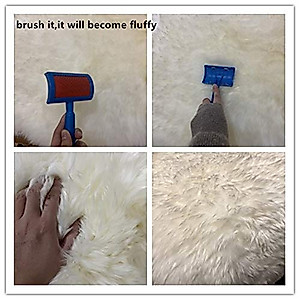 Genuine Sheepskin Rug 2.2'x6.2' Fluffy Fur Rug Nursery Rug Throw Rugs Luxury Fuzzy Fur Carpet for Bedroom Fluffy Rug for Living Room (Double Pelt, Natural)
