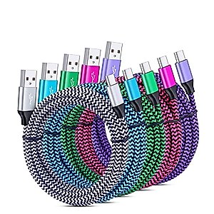 C Charger Cable Fast Charging 5Pack 6Ft Type USB C Cords Phone Charger for Android Samsung Galaxy S21 S20 Ultra S10E S10 S8 S9 Plus Note 20 10 9 8 A01 A51 A20 A50 A11 LG k51 k92 G8 V60 Moto X4 Z3 G9