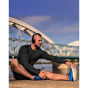 DRSKIN 3 Pack Men's Compression Shirts Top Long Sleeve Sports Baselayer Workout Running Athletic Gym (Round SBB01 3P, L)