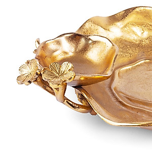 Chip and Dip Serving Bowl Gold Brass Tiered Snack, Candy & Salad Bowl Decorative Centerpiece Serving Platter for Nuts, Chip and Dip, Salsas, Food Tray, Serveware Home Decor Gift Entertaining 1PC