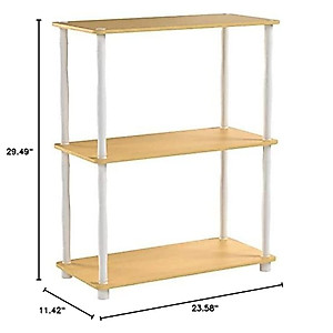 Furinno Turn-N-Tube 3-Tier Compact Multipurpose Shelf Display Rack with Classic Tube, Beech/White