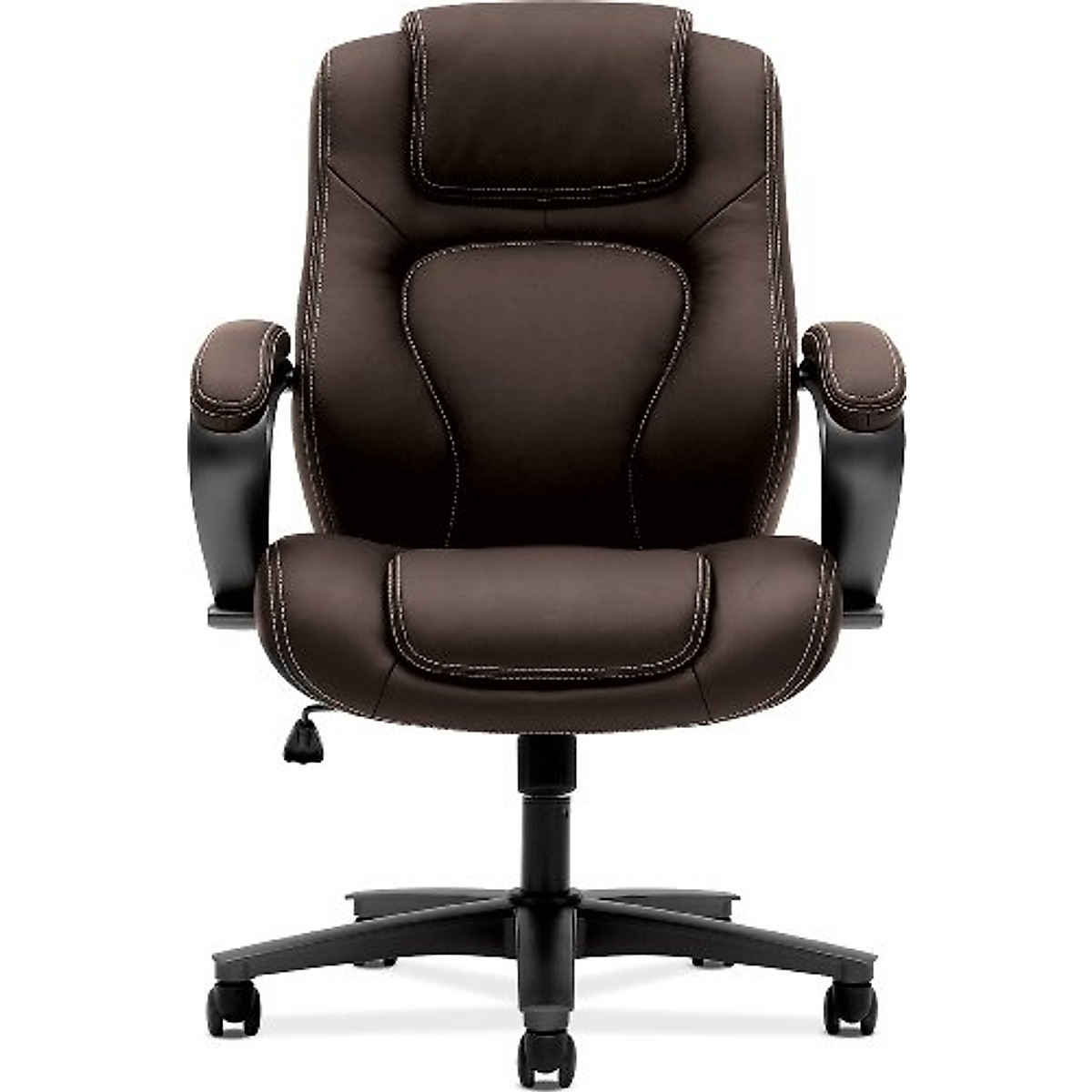 HON Managerial Office Chair- High-Back Computer Desk Chair with Loop Arms , Brown (VL402)
