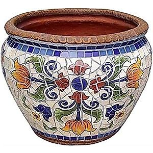 UimimiU European Classical Plant Pot Mosaic Large Flower Pot Hand-Painted Ceramic Container Vase Bonsai Planter Outdoor Garden Villa Corridor Aisle Landscape Decor Home Balcony Terrace
