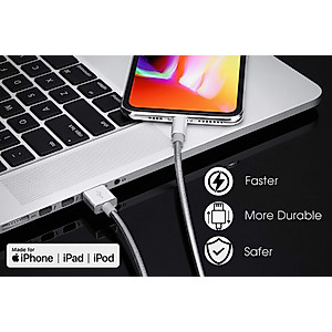 METZONIC MFi Certified Charger for iPhone [2 Pack, 6Feet] Metal Braided USB Cable with Insulation Coated Steel Jacket, Strong & Fast Charging Data Transfer Cord