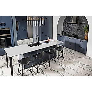 12x24 White with Bardiglio Grey Veining Porcelain Floor Tile for Kitchen, Backsplash, Countertop, Bathroom, Fireplace Surround (Polished, Pallet of 60 Pieces (116 sq.ft))