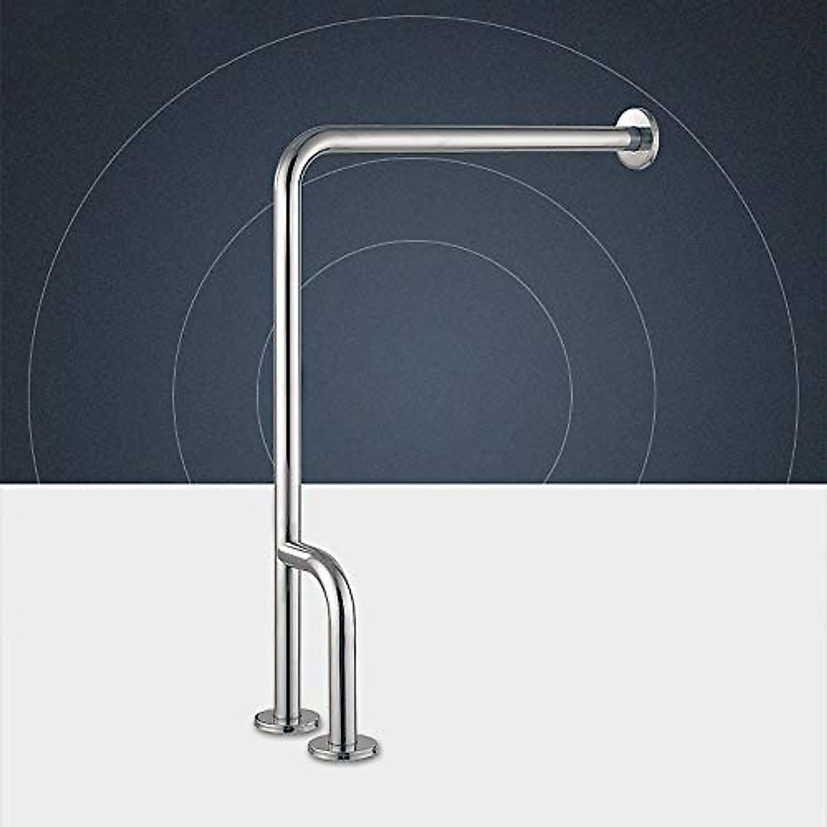 CRODY Bath Wall Attachment Handrails Grab Bar Rails Stainless Steel Curved Shower Grab Bar Wall Mounted Toilet Grab Rails with Legs Safety Floor-Standing Bathroom Handrail Multifunction Towel Rack/Rig