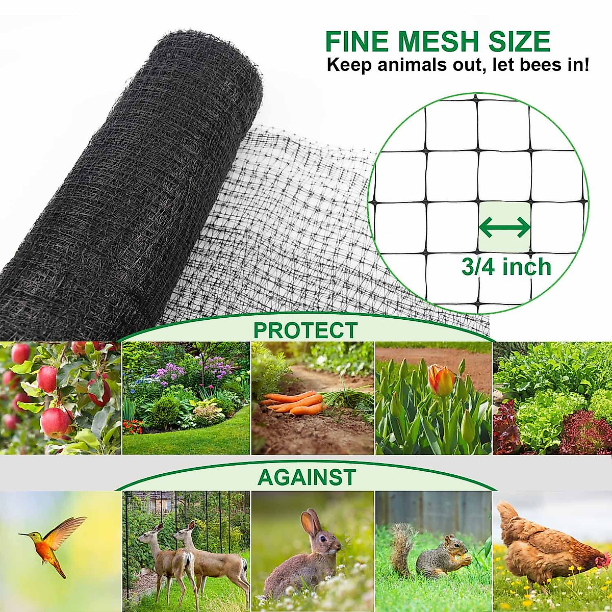 Mklsit Deer Netting Fence, 8ft x 100ft Bird Netting Heavy Duty Garden Netting for Garden Protection Fruit Trees Vegetable Plants Against Birds, Deer and Other Animals