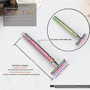 WEISHI Safety Razor Butterfly Open Double Edge Elegant Rainbow Color