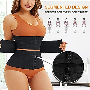 Likeonce Segmented Waist Trainer for Women Waist Cincher Shapewear Tummy Control Girdle Corset Shapewear Body Shaper Black