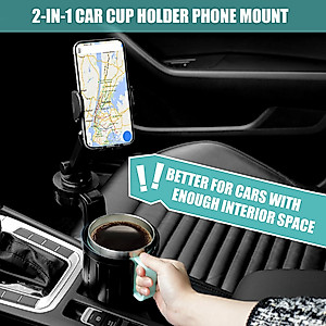 Master Show 2-in-1 Car Cup Holder Cell Phone Holder, Large Car Cup Holder Expander with Phone Holder, Cell Phone Holder for Car, Compatible with iPhone, Samsung & All Smartphones
