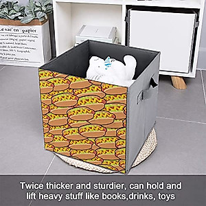 Delicious Hotdogs Large Cubes Storage Bins Collapsible Canvas Storage Box Closet Organizers for Shelves