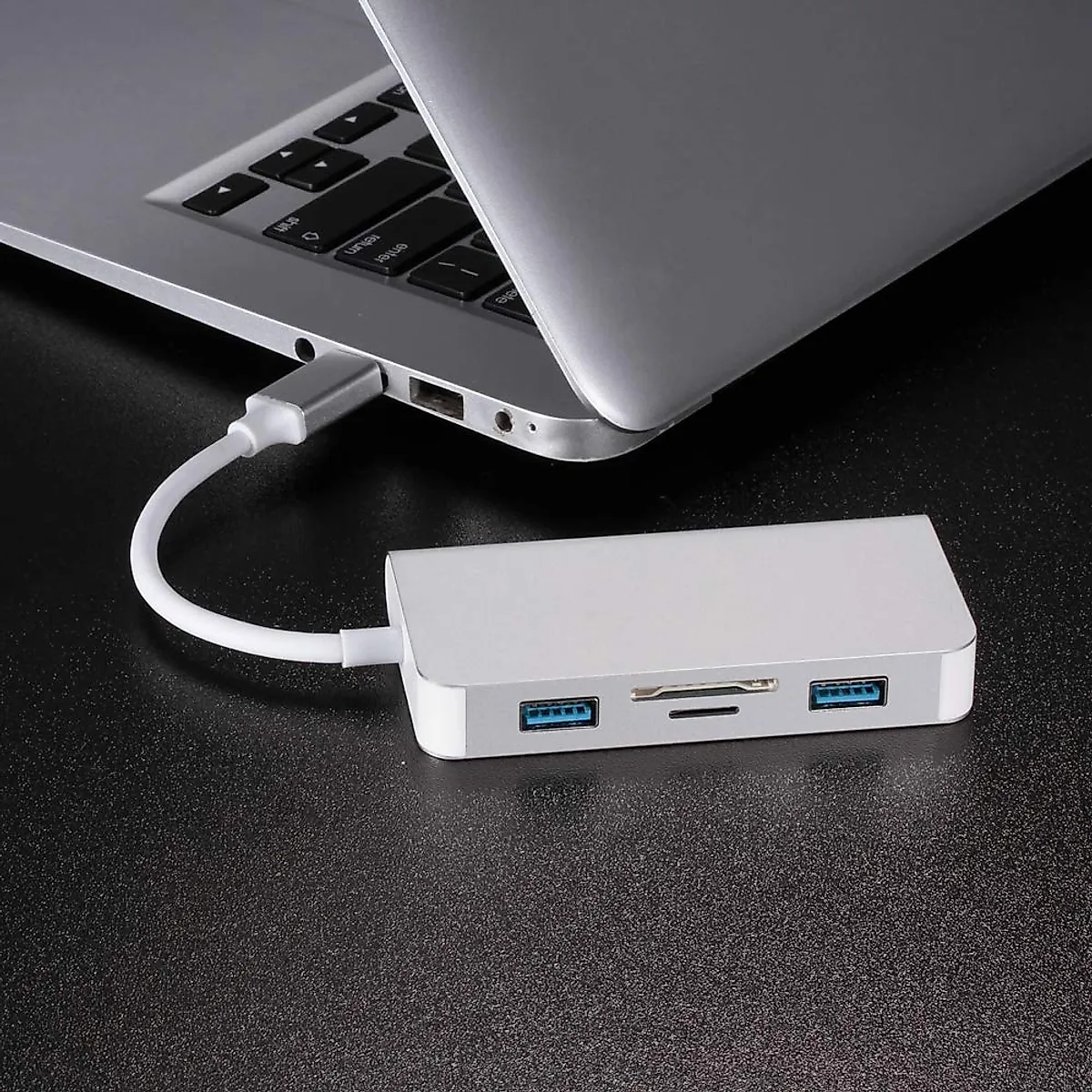 USB Hub Portable USB Hub 6 in 1 Type C USB 3.0 Hubs Type-C to 2xUSB3.0 RJ45 SD TF Card PD Charging Port Adapter Cable Converter for Laptop MacBook(Silver) (Color : Silver)
