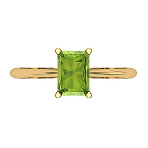 Clara Pucci 1.0 ct Radiant Cut Solitaire Natural Peridot Engagement Wedding Bridal Promise Anniversary Ring 18K Yellow Gold Size 9.25