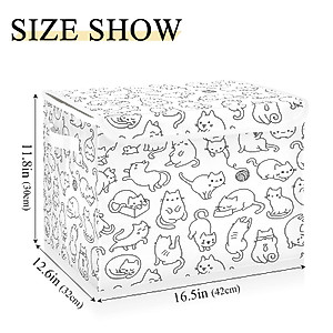 SDMKA Cute Cartoon Cat Storage Bins with Lids Foldable Storage Cube Boxes Fabric Storage Organizer Basket for Home, Bedroom, Office, Closet (16.5x12.6x11.8)