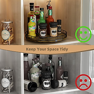 HGF Farmhouse 12" Lazy Susan Turntable Organizer for Table Top, Round Wooden Lazy Susan for Cabinet Kitchen Decor Centerpieces Coffee Table, Storage Condiments Spices, Bathroom Vanity Tray for Soap