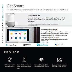 Lotus Smart Indoor and Outdoor 3-Blade Ceiling Fan 54in Matte Black with 3000K LED Light Kit and Remote Control works with Alexa, Google Assistant, Samsung Things, and iOS or Android App