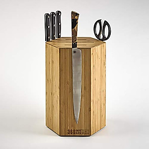 360KB MAX ™ - magnetic rotating knife block - w/top slots, capaciy for 20+ knives - largest in the 360 Knife Block ® family. (Honey Bamboo)