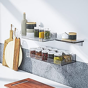 Vanmee 3 Pack Shower Caddy, Acrylic Shower Floating Shelves, Adhesive Bathroom Shelf Organizer with Soap Holder, No Drilling Wall Mounted Large Shower Organizer Rack for Bathroom, Living Room, Kitchen