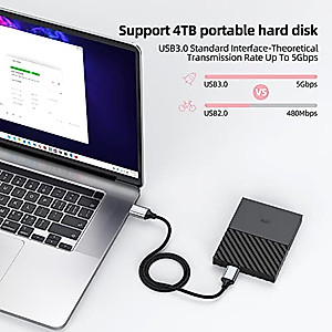 CLAVOOP External Hard Drive Cable Cord, USB Micro B Cable 5 Gbps High-Speed Braided USB A to Micro B Hard Drive Wire Male to Male Compatible with MacBook Air Pro Galaxy S5 Note3 Hard Drive - 3 Feet