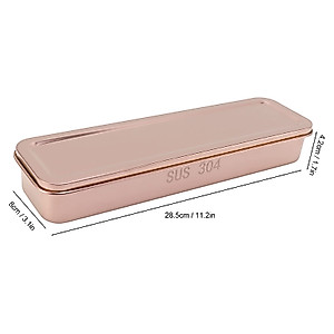 Kitchen Chopsticks Storage Box Cutlery Tray Smart Drain Food Grade with Lid for Business (Rose Gold)