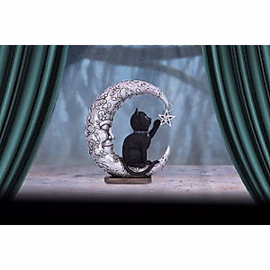 Nemesis Now Enchanting Luna Companion Moon and Cat Figurine, Hand-Painted Resin Ornament for Alternative Occult Decor and Gift for Witches, 18.8cm