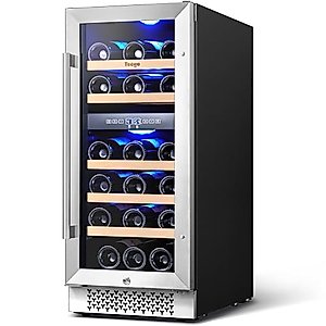 Yeego 18 Inch Wine Cooler, 20 Bottle Dual Zone Wine Refrigerator with Stainless Steel Tempered Glass Door,Memory Function, Fit Champagne Bottles, Wine Fridge Freestanding and Built-in