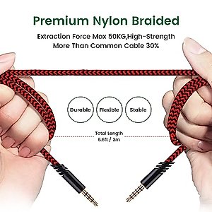 weishan A40 Cord Replacement for Astro A10 A40 TR Gaming Headsets, 3.5mm(1/8") Red Audio Cable with Inline Mic Mute Switch for PS5 PS4 Xbox, 6ft Long