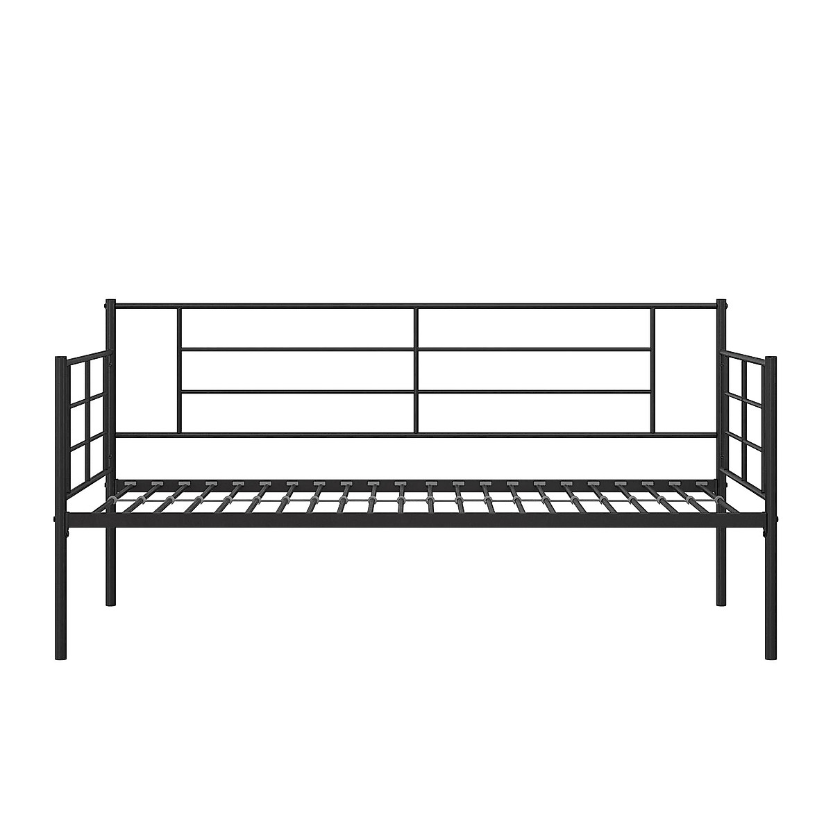 REALROOMS Praxis Metal Daybed with Steel Frame and Slats, Under Bed Storage, Twin, Black