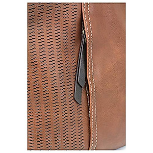 CHALA Laser Cut Crossbody Faux Leather - Metal Feather - Brown