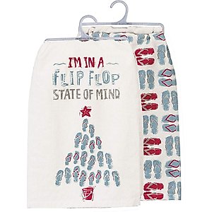 Primitives by Kathy Beach Holiday Dish Towel, Flip Flop State of Mind 28 inches length x 28 inches width square