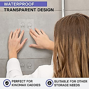 KINCMAX 2 Packs Strong Sticky Waterproof Heavy-Duty Sponge Holder Adhesives Nail Free Transparent Adhesive Pads for Kitchen Sink Organizers, Sink Brush Holder, Soap Dishes