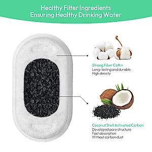 Upetcasl 8 Packs Cat Water Fountain Filter 4 Months Set of Pet Fountain Filter Replacement for Ultra Quiet Stainless Steel Pet Water Fountain (8 Filters&8 Sponges)