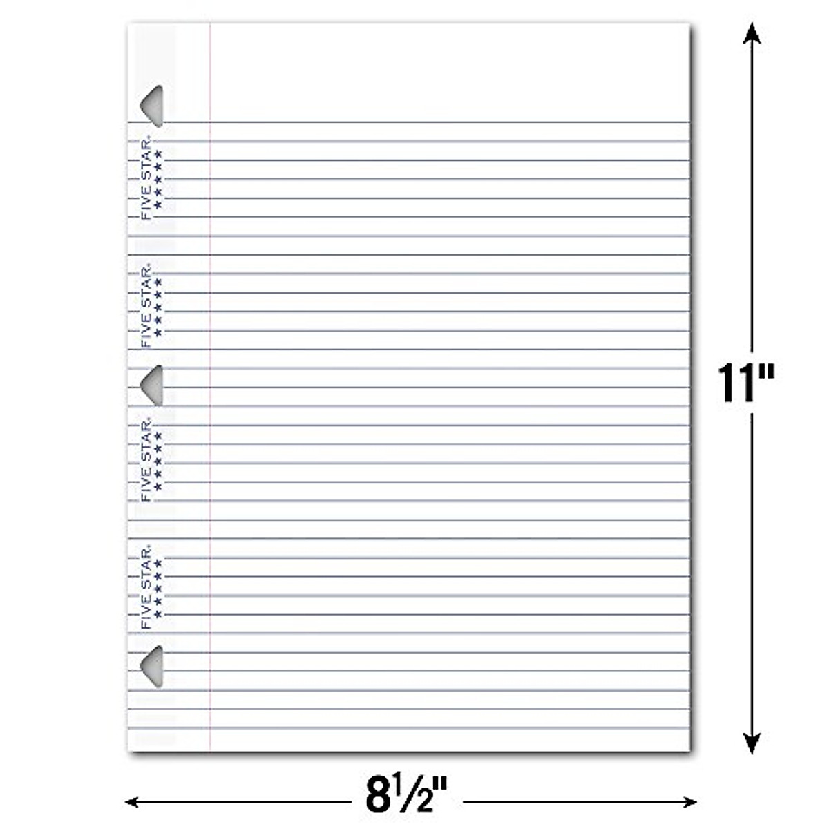Five Star Filler Paper, College Ruled, Reinforced, Loose Leaf Paper, 11 x 8.5", 100 Sheets/Pack Pack Of 3, 17010
