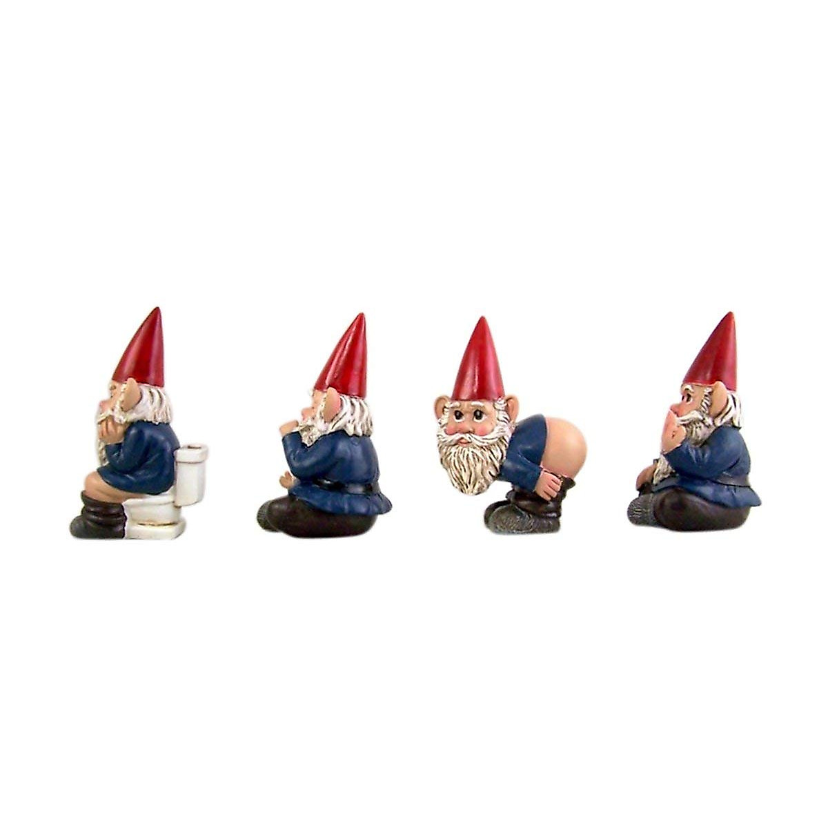 Four Naughty Gnomes Set of 4 Home Decor Statues 4 Inch