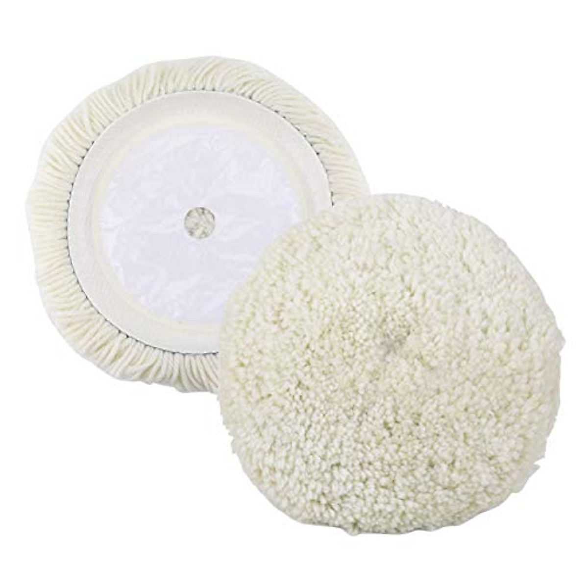 Fasmov 3 Pack Wool Polishing Pad 7" Wool Hook & Loop Grip Buffing Pad for Compound Cutting & Polishing