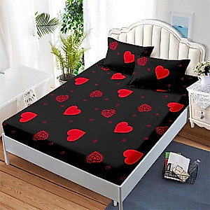 AnzAga Full Size Home Bed Sheets Set 3 Pieces Bedding Sheets Easy Care Machine Washable Queen Sheet Set Fitted Sheet with Deep Pockets Cotton Sheets (Color : 4, Size : Queen)