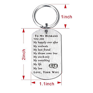 CPLJW Husband Keychain Gifts from Wife - Husband Birthday Anniversary Christmas Idea Engraved Keychain Gifts