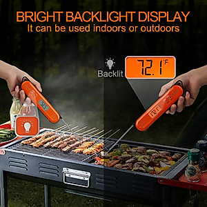 Digital Instant Read Meat Thermometer, Waterproof Foldable Probe, for BBQ, Kitchen, Food Cooking, Candy Making, Deep Fry, Grill, Cheese Making and Roast Turkey, Orange