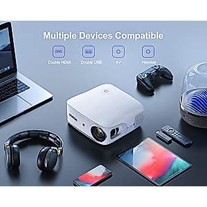[Auto Keystone] 5G WiFi Bluetooth 5.2 Projector, WiMiUS Upgrade K7 550 ANSI Lumen Full HD 4K Projector Outdoor Projector, Zoom, 500'' Display 6D Keystone, 4D,4P Home Theater Projector (Brightest)