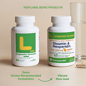 VITASUPPORTMD Lymphatic Formula, Diosmin Hesperidin 1000 mg, MPFF Lymphatic Support, Lymph System Support, Vitamin D3 and Selenium Supplement, 60 Capsules