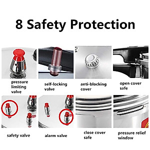 4L Stainless Steel Pressure Cooker Soup Meats Pot 7.8 in Outdoor Camping Cookware Gas Stove Cooking Pot Faster Cooking and Safety Pressure Release