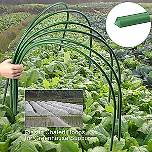 Marooma 6Pcs Greenhouse Hoops, 18.9 H x 18.9 W Plant Support Garden Stakes, Rust-Free Grow Tunnel 4ft Long Steel with Plastic Coated Support Hoops Frame for Garden Fabric, Garden Netting